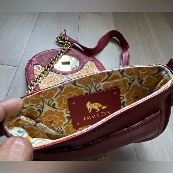 Emma Fox | Bags | Emma Fox Red Crossbody Bag With Gold Chain | Poshmark